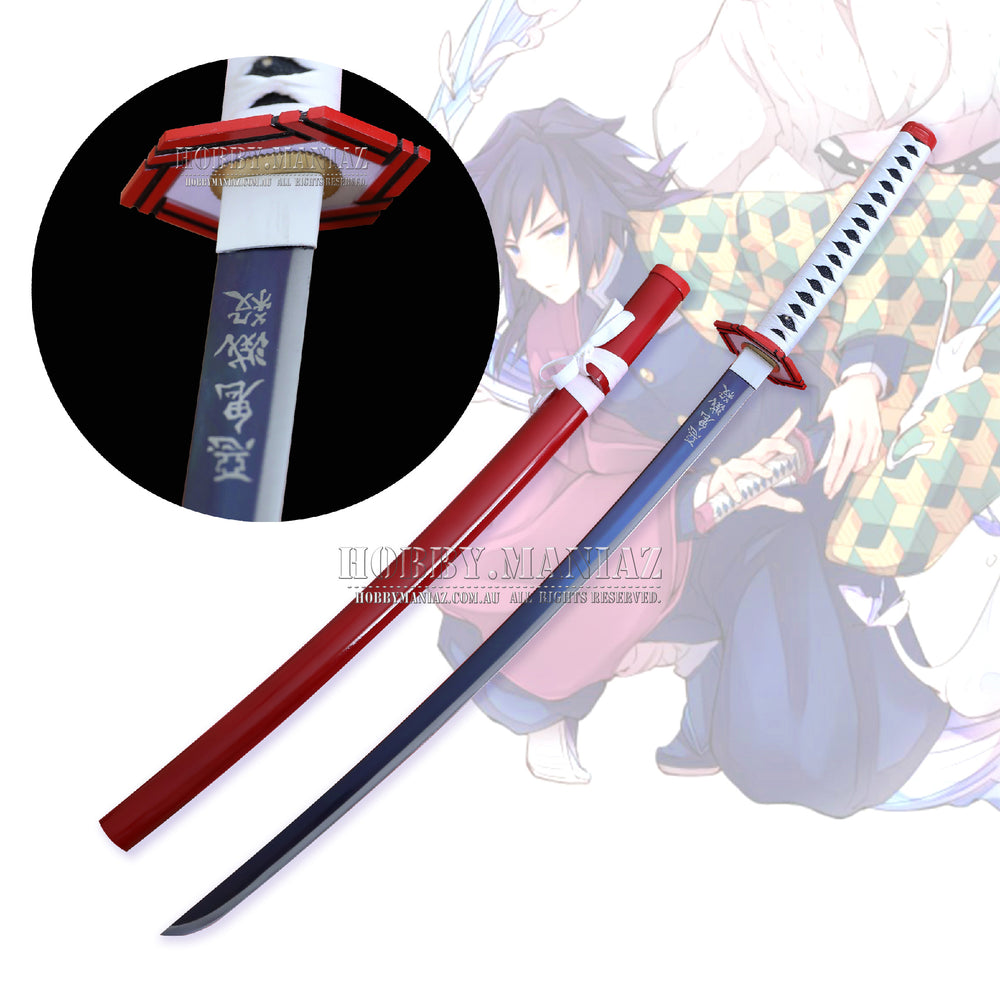 Handmade Demon Slayer Giyuu Tomioka Nichirin Sword - Red | Hobby Maniaz